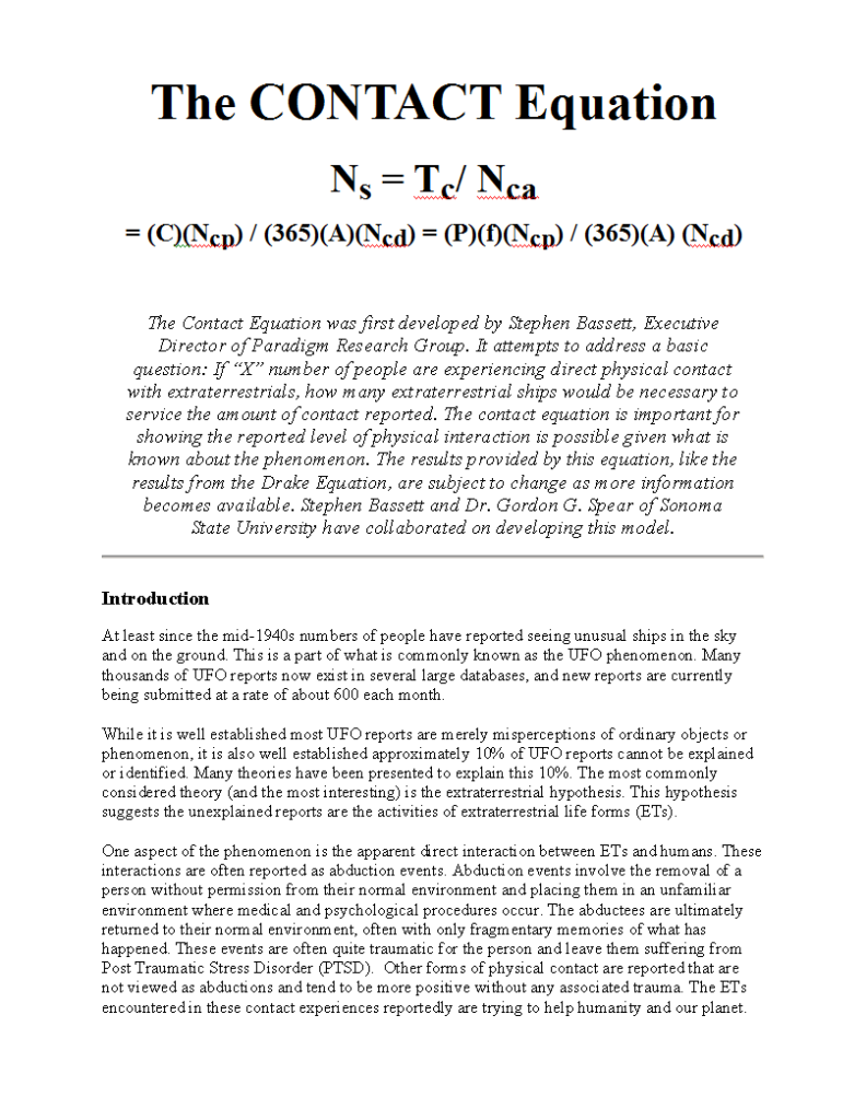 Contact Equation - Paradigm Research Group